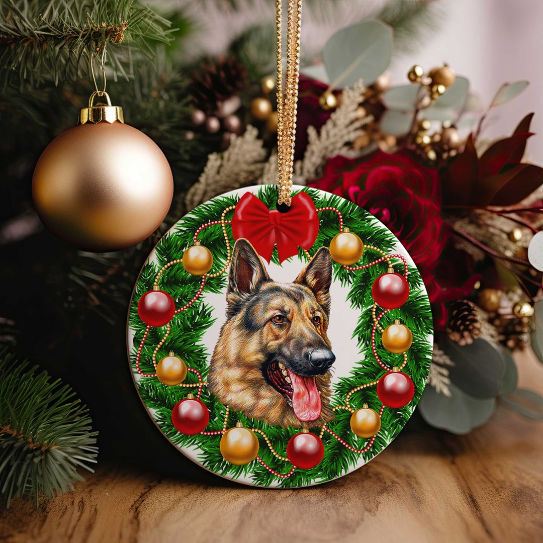 German Shepherd Christmas Tree Ornament Custom Porcelain - Etsy