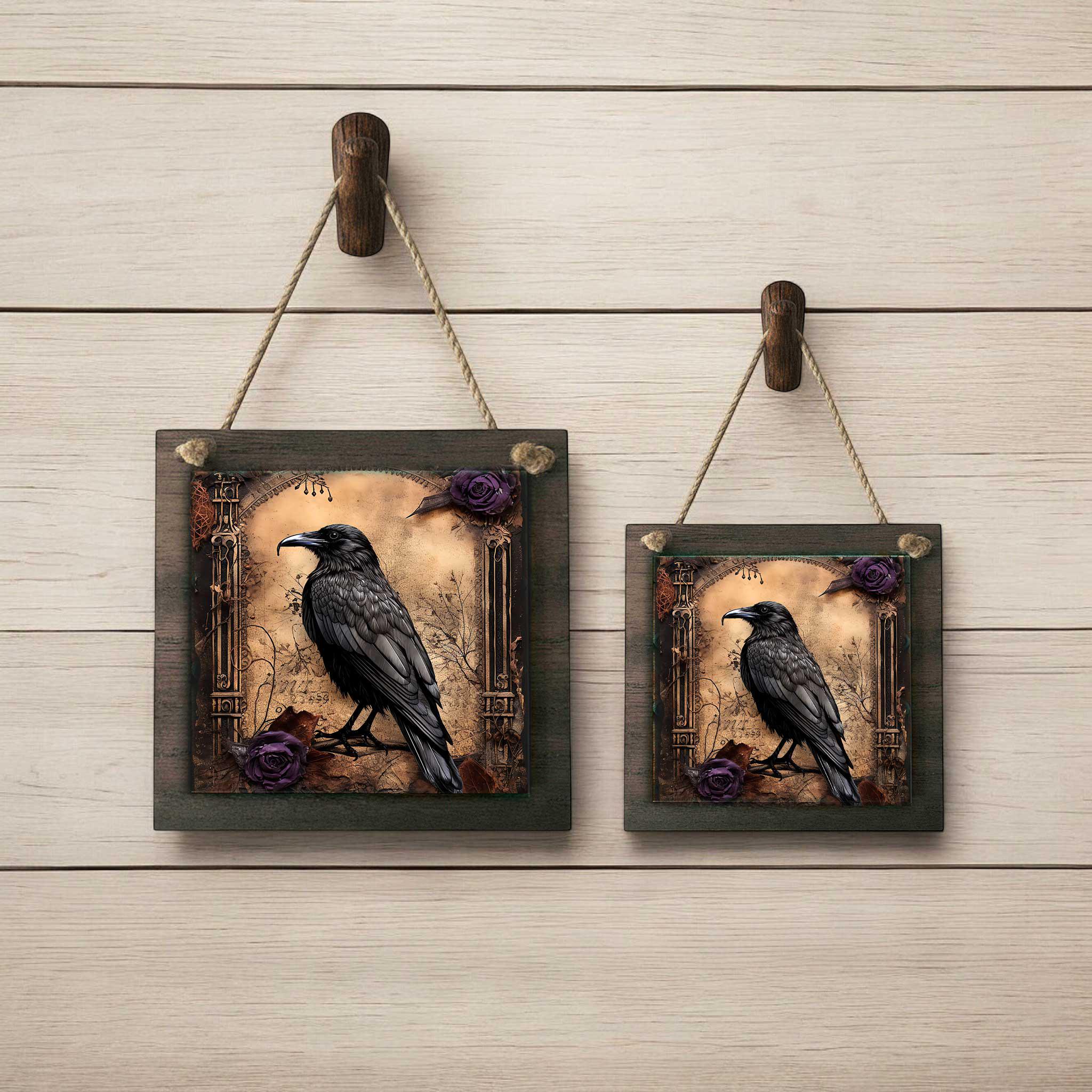 Raven Gothic Wall Sign- Framed Aluminum Print, Dark Decor, Hanging ...