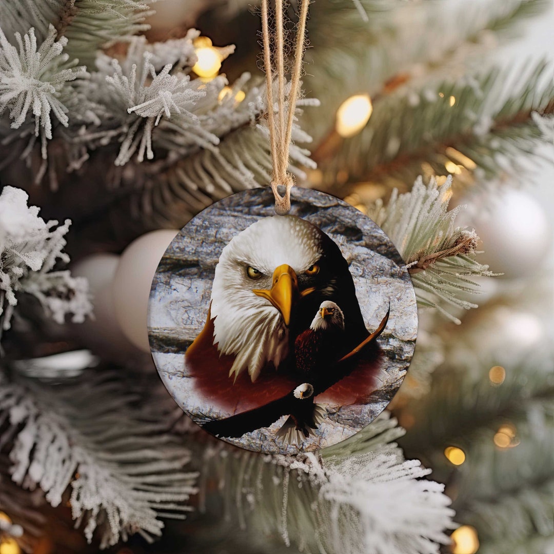 Bald Eagle Porcelain Christmas Tree Ornament Rustic Wildlife - Etsy