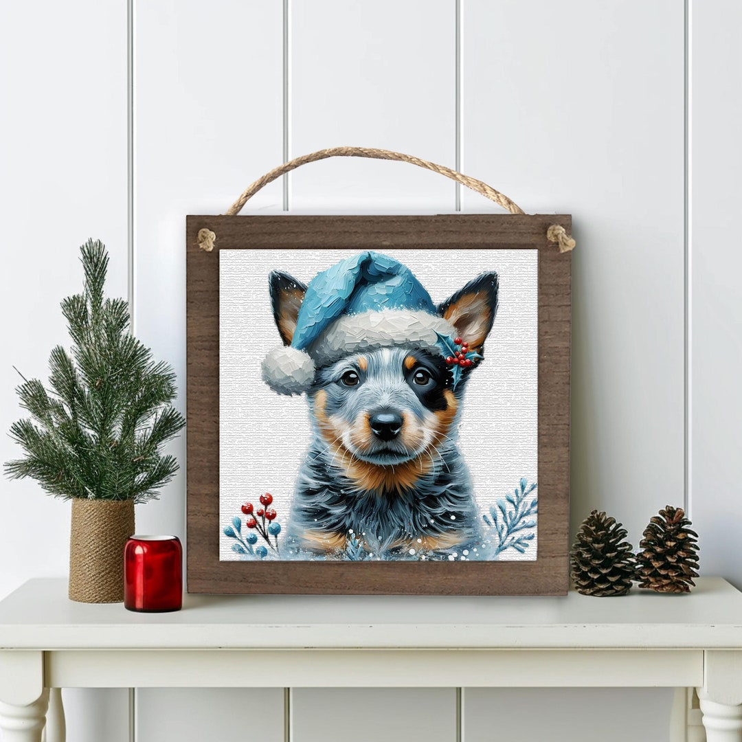 Cattle Dog Christmas Sign Large Wood Ornament Wood and Aluminum 4.8 in ...