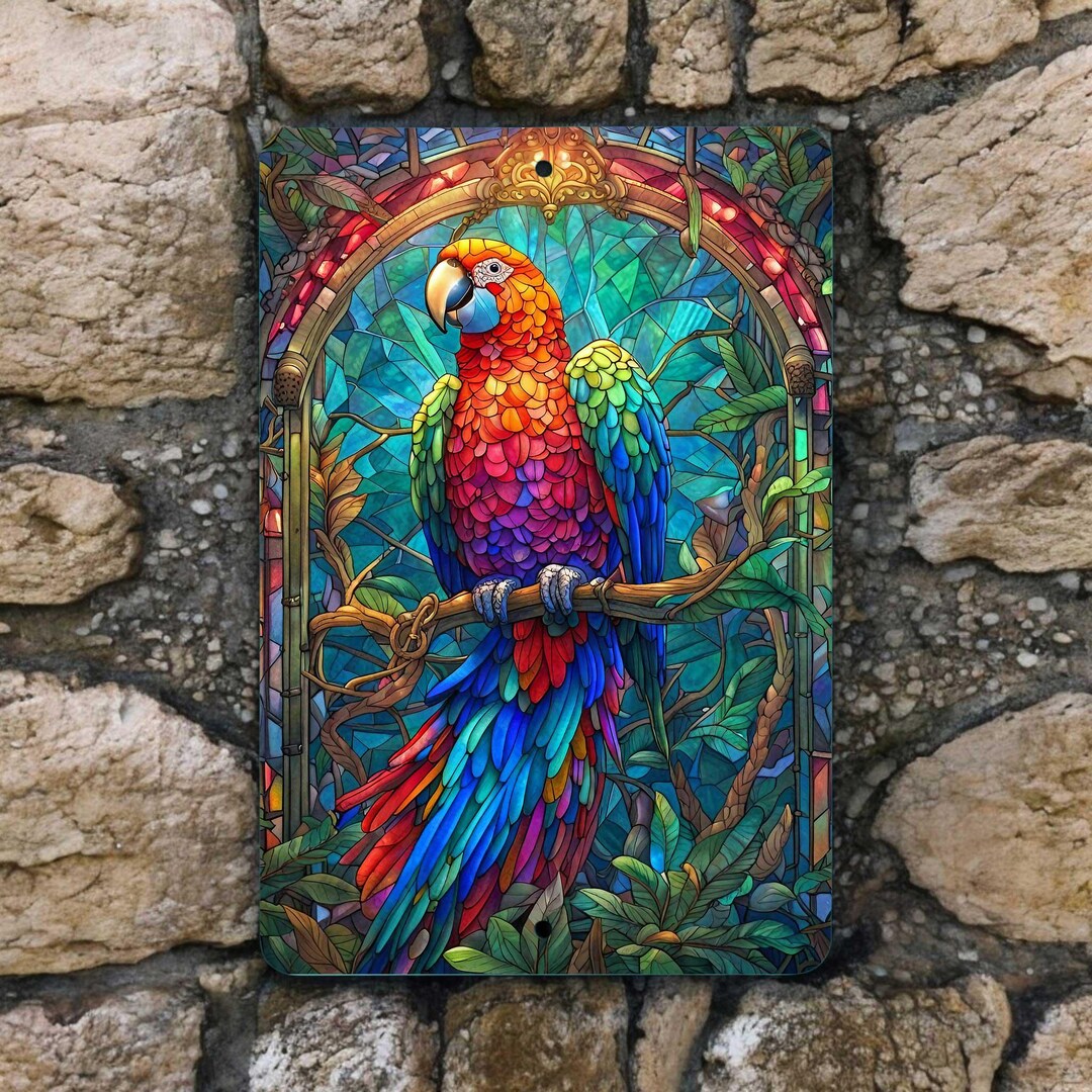 Macaw Parrot Wall Decor - Tropical Bird Metal Sign, Vibrant Aluminum ...
