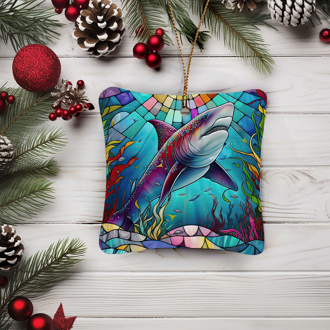 Shark Christmas Tree Porcelain Ornaments Sea Marine Life - Etsy