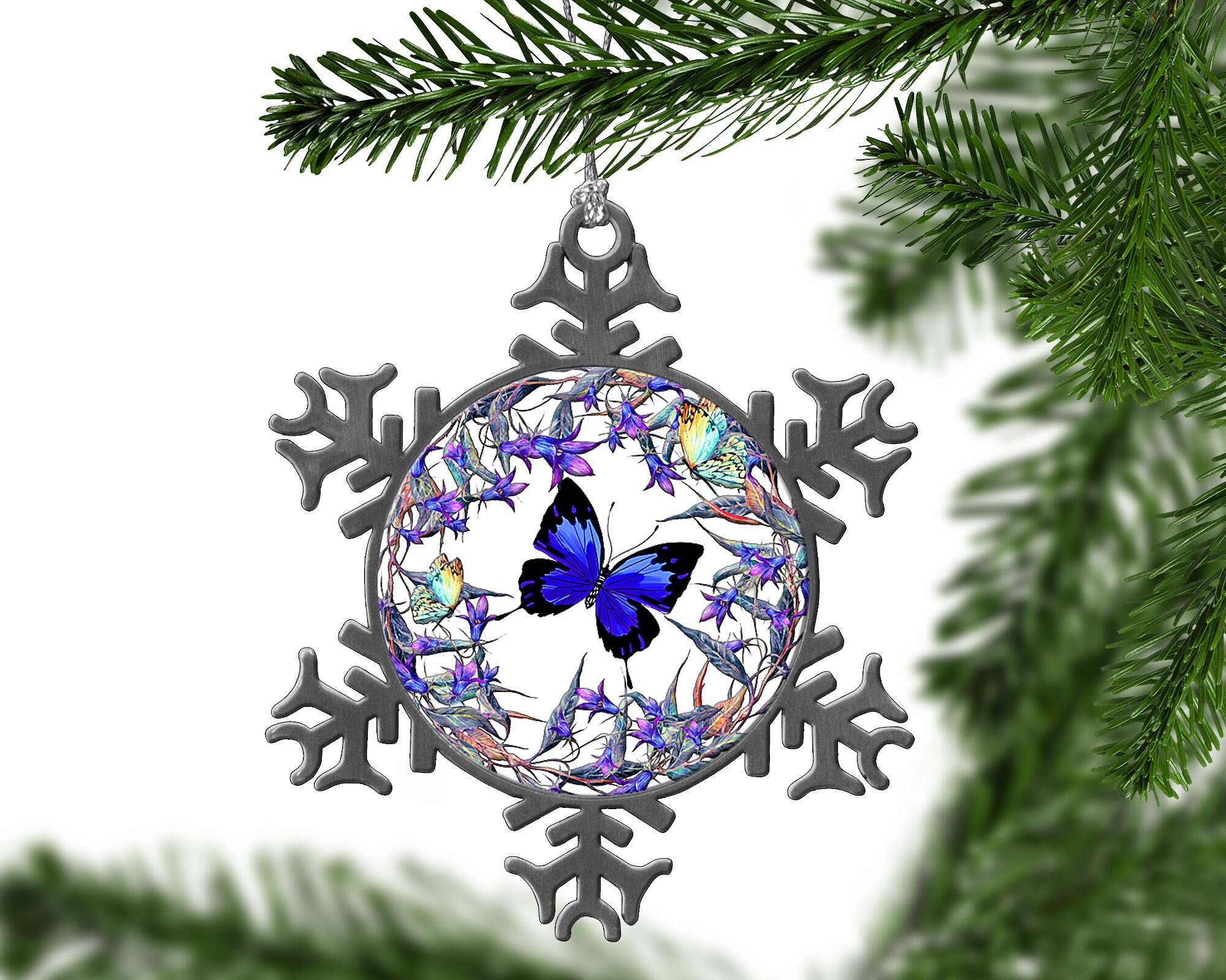 Butterfly Christmas Tree Pewter Ornament Unique Ornaments and | Etsy