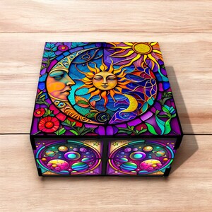 Sun and Moon Keepsake Box - Celestial Solar System Box, Jewelry Storage ...
