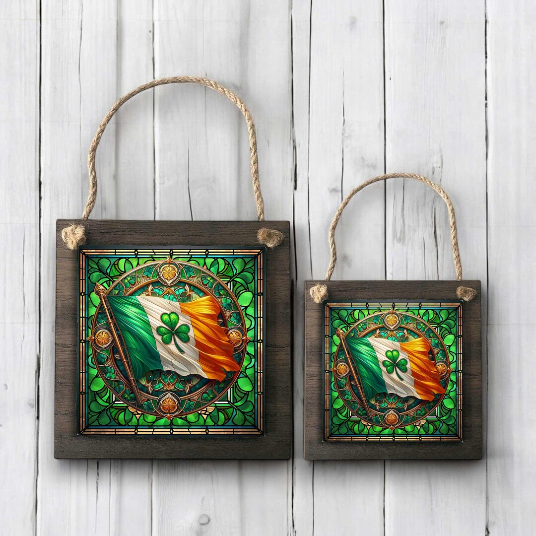 Ireland Flag Hanging Sign - Stained Wood & Aluminum, Irish Decor - Etsy