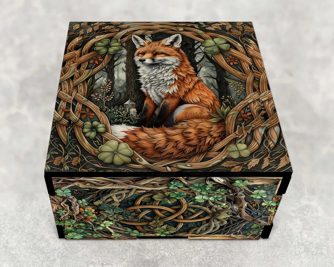 Fox Decorative Gift Box Hardboard Wood Laser Cut Jewelry Box Small ...