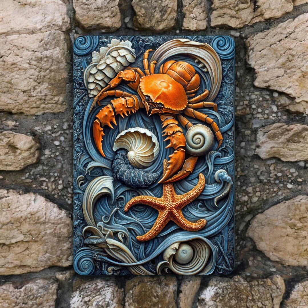 Crab Sea Life Metal Wall Sign – Coastal Nautical Beach Decor, 8x12 ...