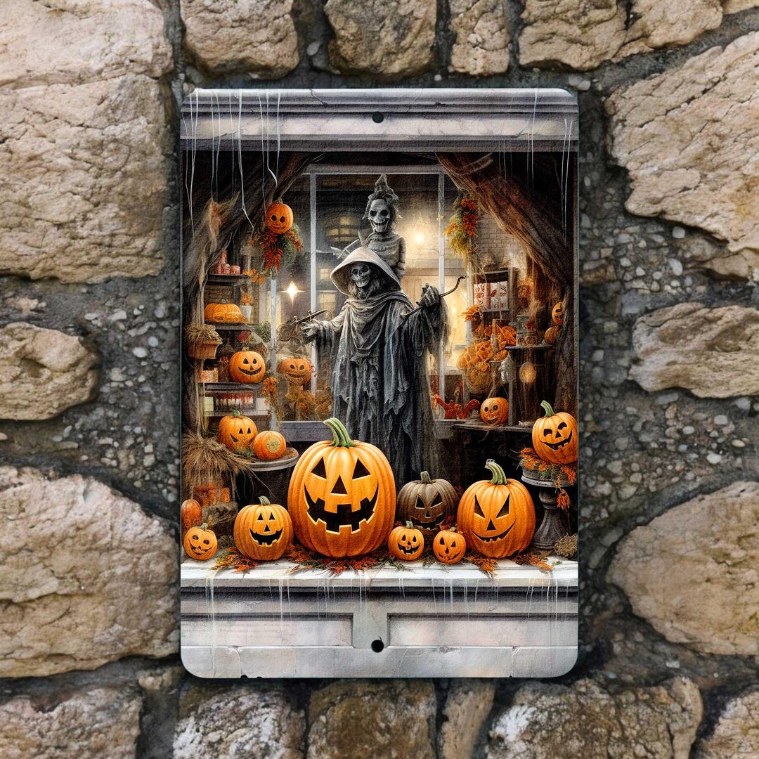 Grim Reaper Aluminum Wall Sign - 8x12 Inches Halloween Decor ...