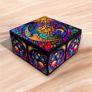 Sun and Moon Keepsake Box - Celestial Solar System Box, Jewelry Storage ...