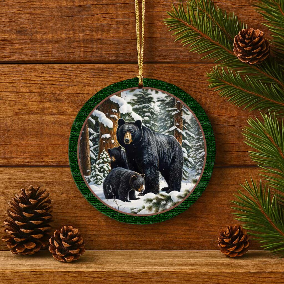Black Bear Ornament Rustic Lodge Cabin Decor Ceramic Wildlife Christmas ...