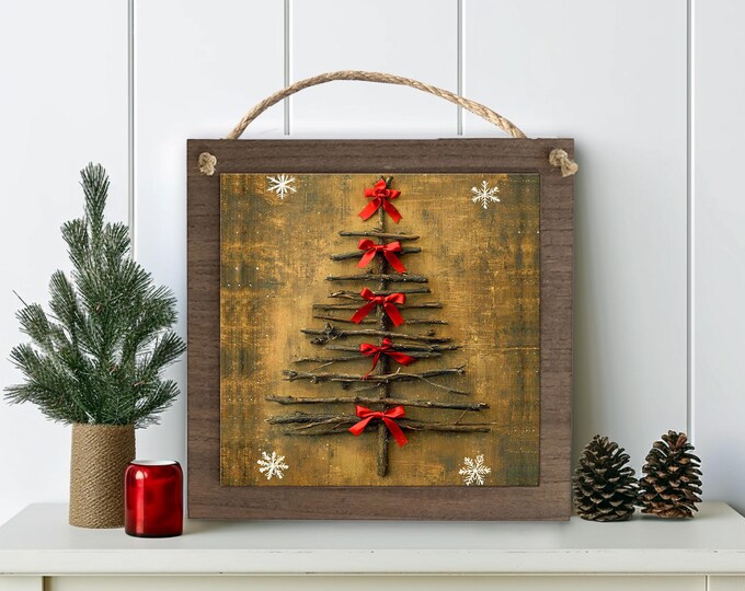 Rustic Christmas Tree Wall Sign – Farmhouse Holiday Decor, Lodge or ...