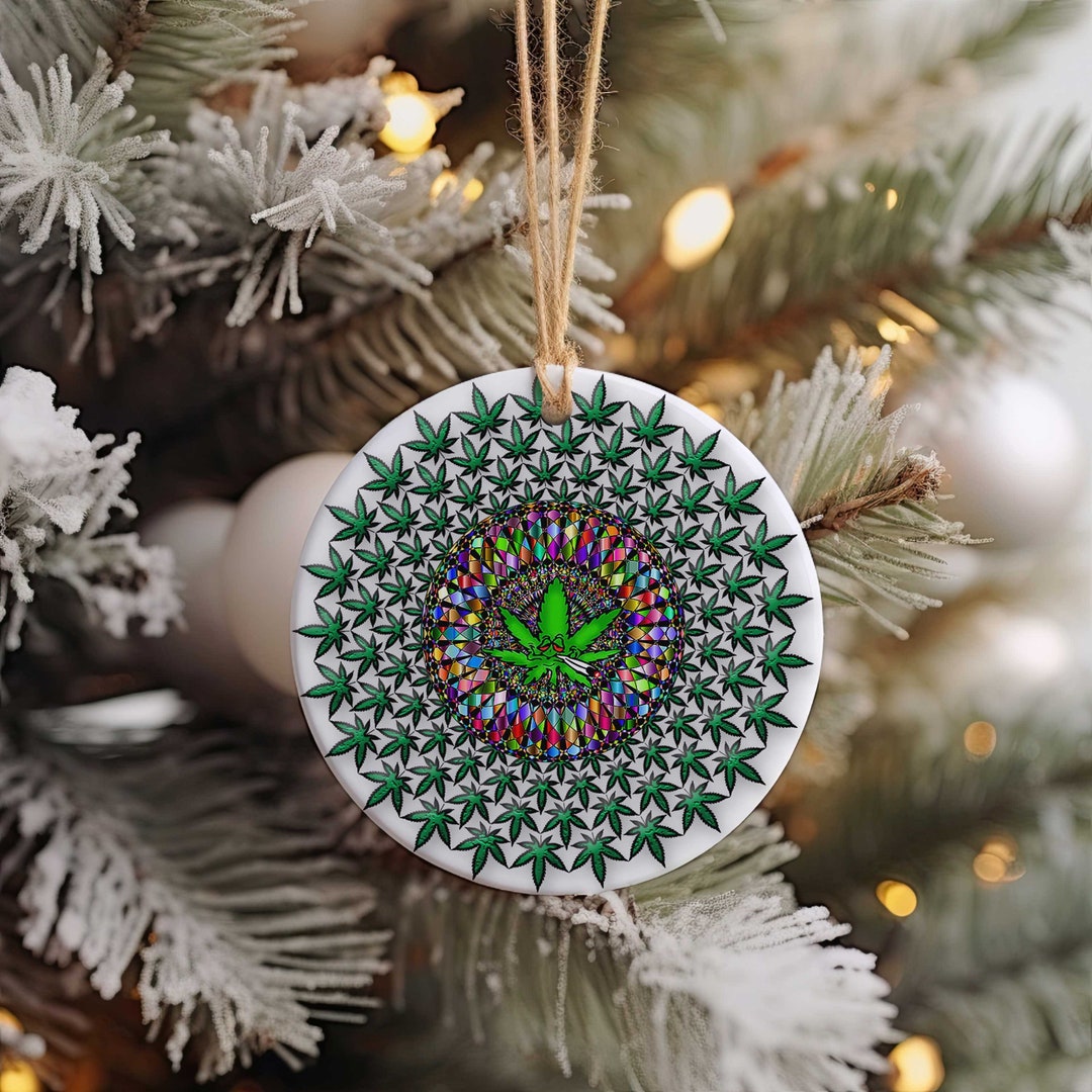 Marijuana Custom Porcelain Christmas Tree Ornament, Stoner Headshop ...