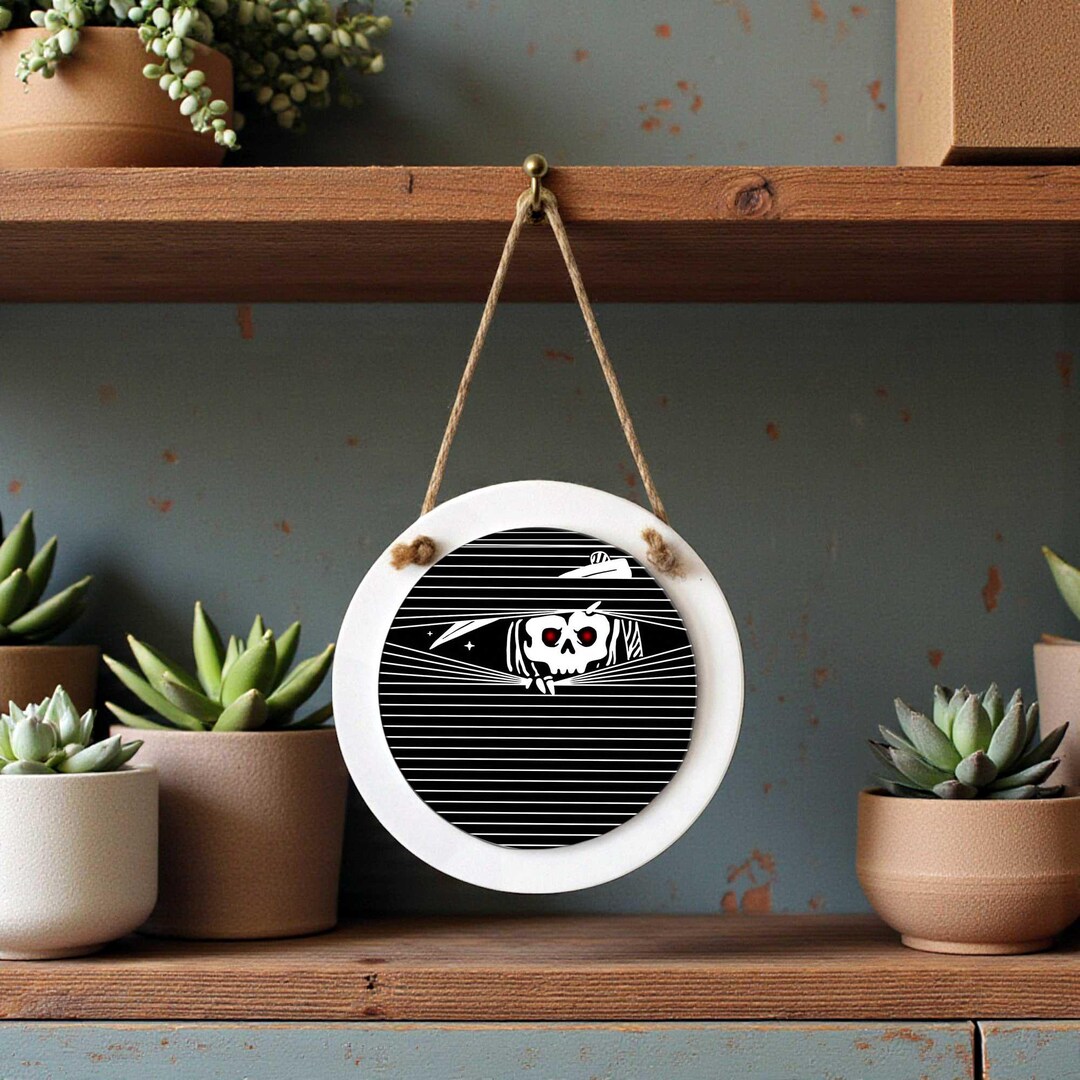 Halloween Wood Sign, Grim Reaper Wall Art, Window Hanging Ornament ...