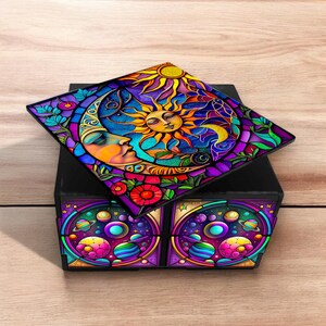 Sun and Moon Keepsake Box - Celestial Solar System Box, Jewelry Storage ...