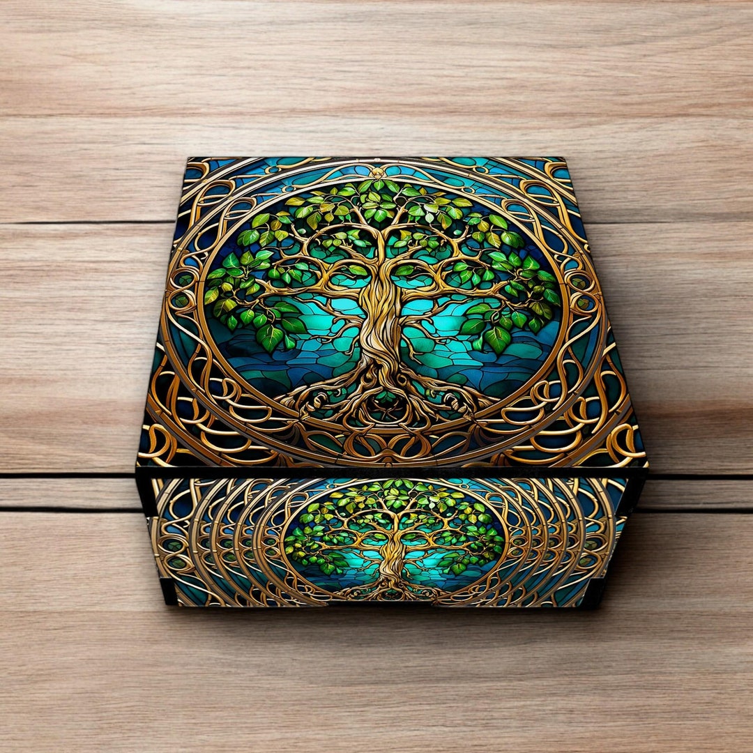 Tree of Life Celtic Box - Small Decorative Hardboard Wood Storage for ...