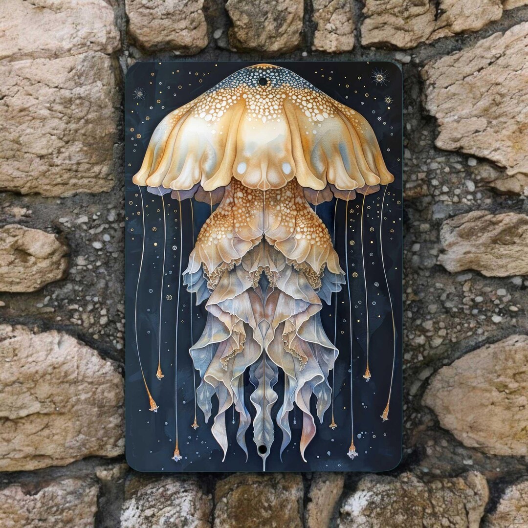 Jellyfish Aluminum Wall Sign - 8x12 Inches Coastal Beach Decor ...
