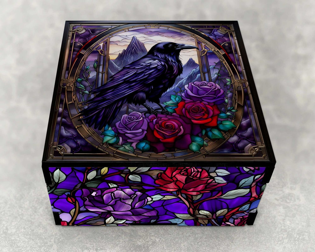 Gothic Raven Decorative Stash Box, Laser Cut Wood, Jewelry Box, Trinket ...