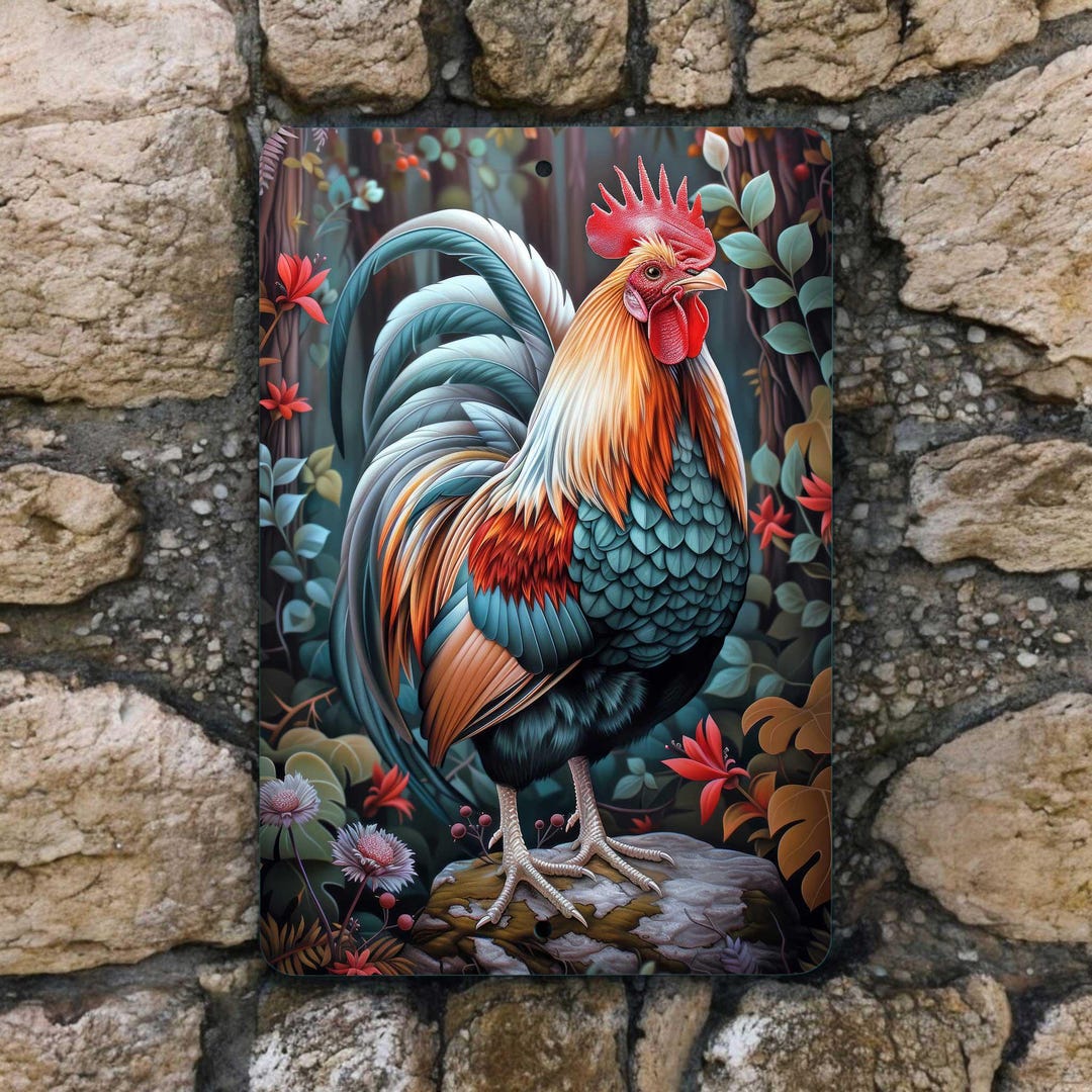 Rooster Metal Wall Sign - Farmhouse Kitchen Decor, Rustic Country Home ...
