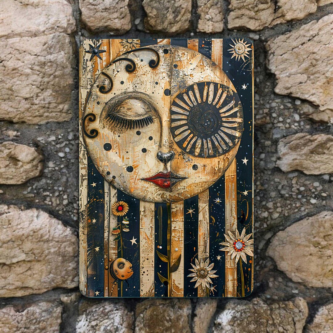 Mystical Moon Metal Sign – 8x12 Ethereal Boho Décor, Aluminum Lunar ...