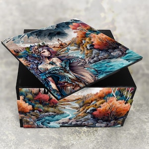 Fantasy Themed Stash Box Laser Cut Decorative Wood Gift Box Keepsake ...