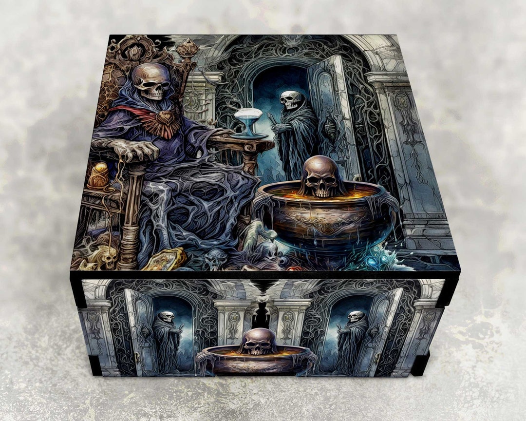 Skull Crypt Keeper Decorative Wood Box Keepsake Gift Box Jewelry Stash ...