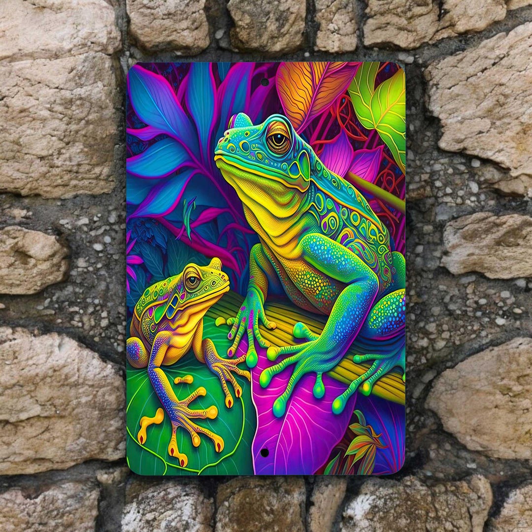 Psychedelic Frog Metal Sign - Trippy Colorful Wall Art 8x12 Inch - Etsy