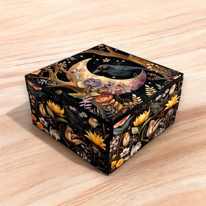Whimsical Moonlit Crow Box - Small Decorative Wood Storage for Jewelry ...