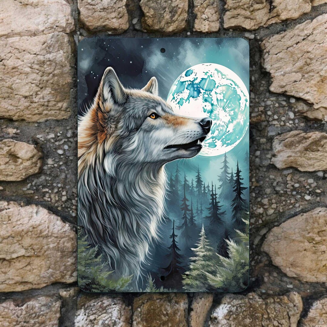 Wolf Metal Sign - Grey Wolf Wall Art, -wall and Wreath Decorative Signs ...