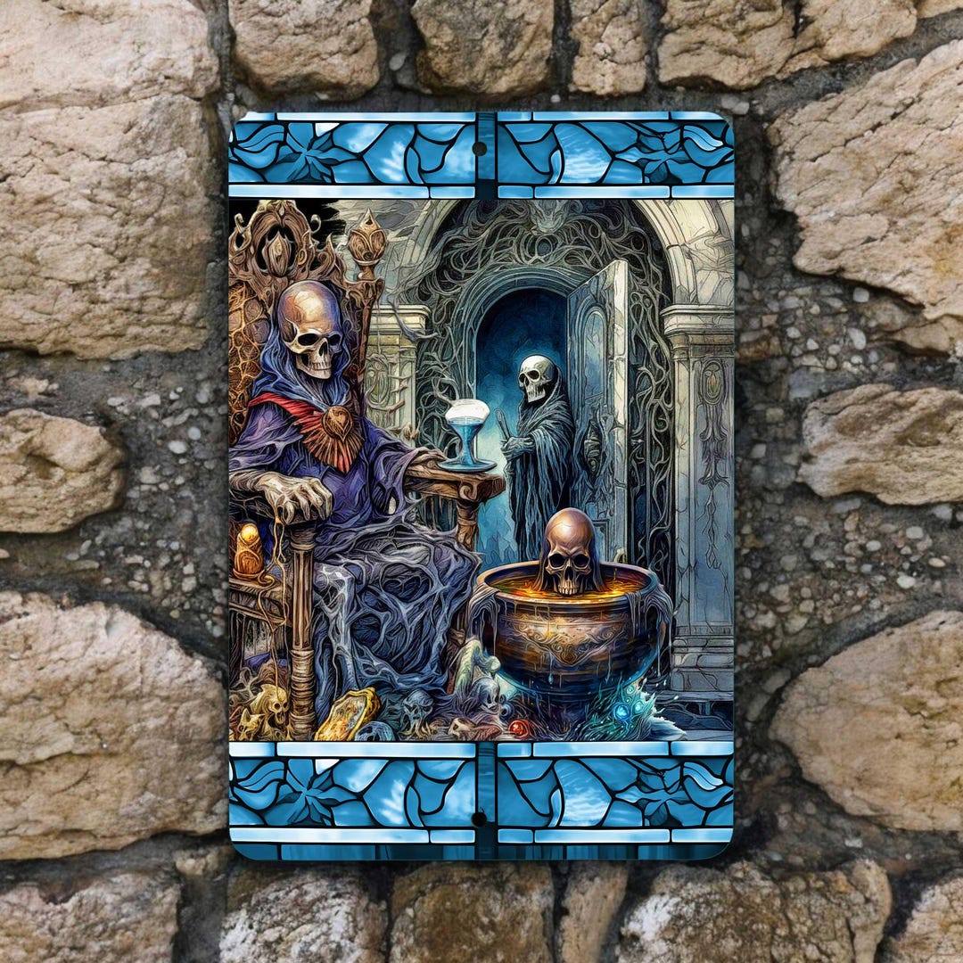 Grim Reaper Metal Sign - Gothic Crypt Keeper Dark Fantasy Wall Art ...