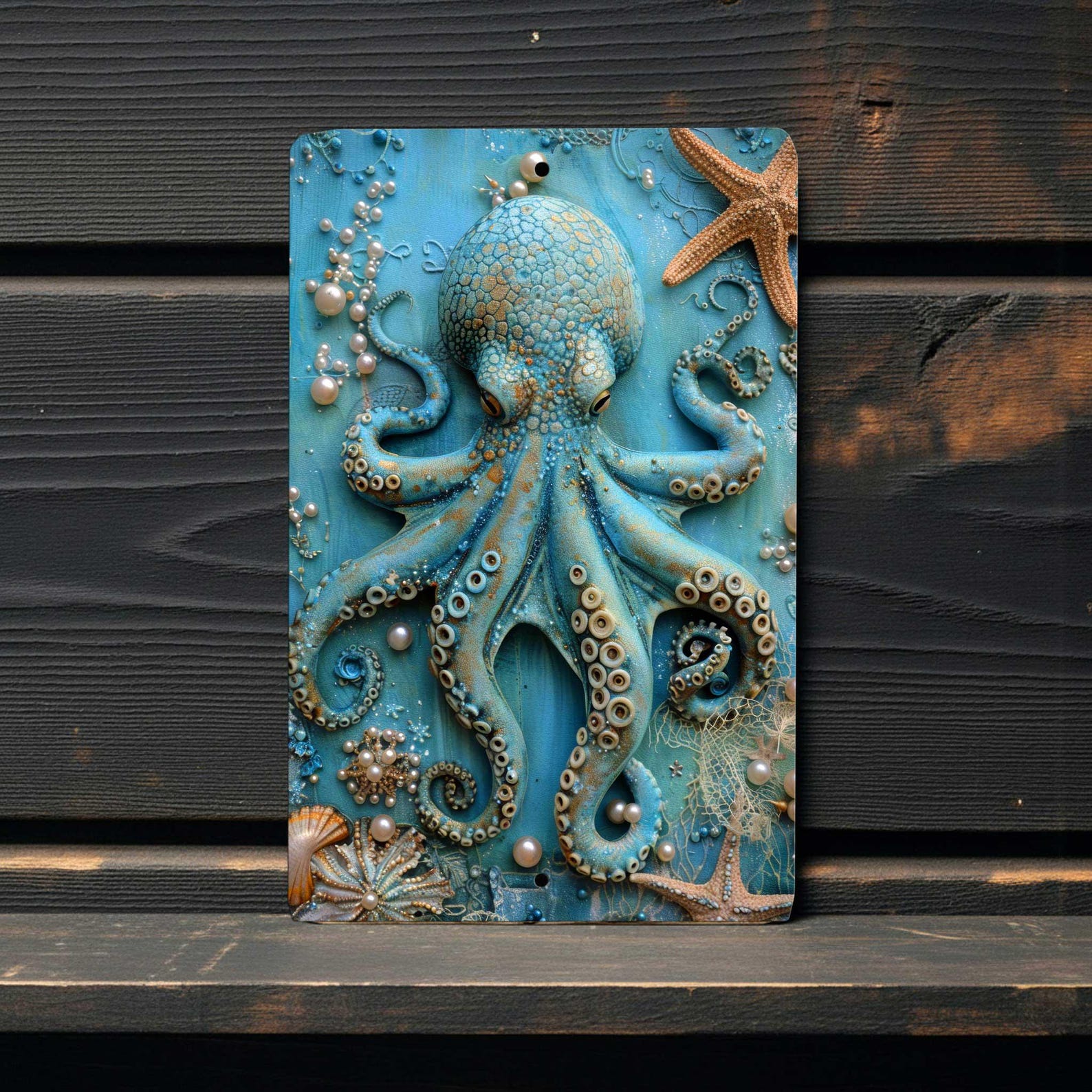 Octopus Metal Wall Sign 8x12", Nautical Decor for Ocean Lovers ...