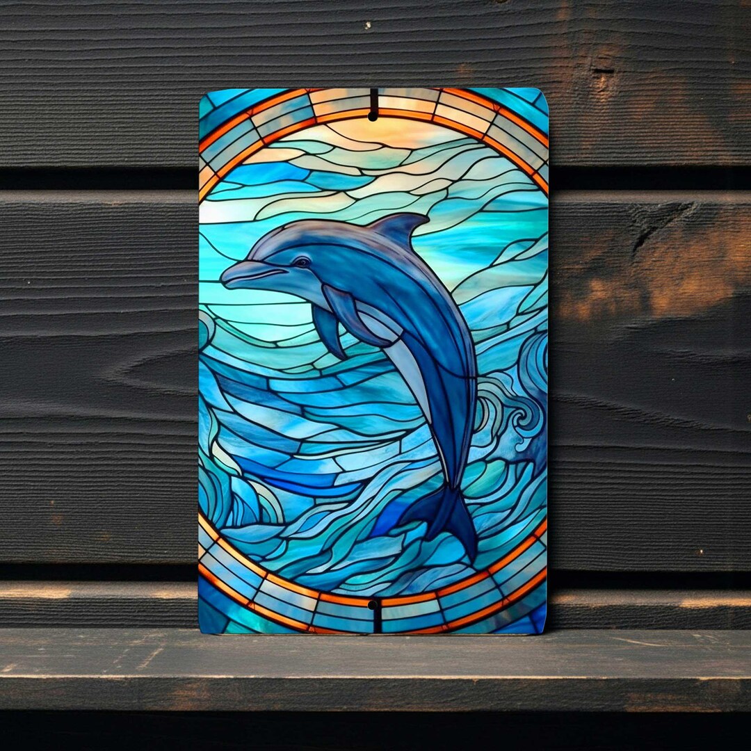 Dolphin Metal Wall Sign – Jumping Ocean Dolphin Print Art 8x12 Coastal ...