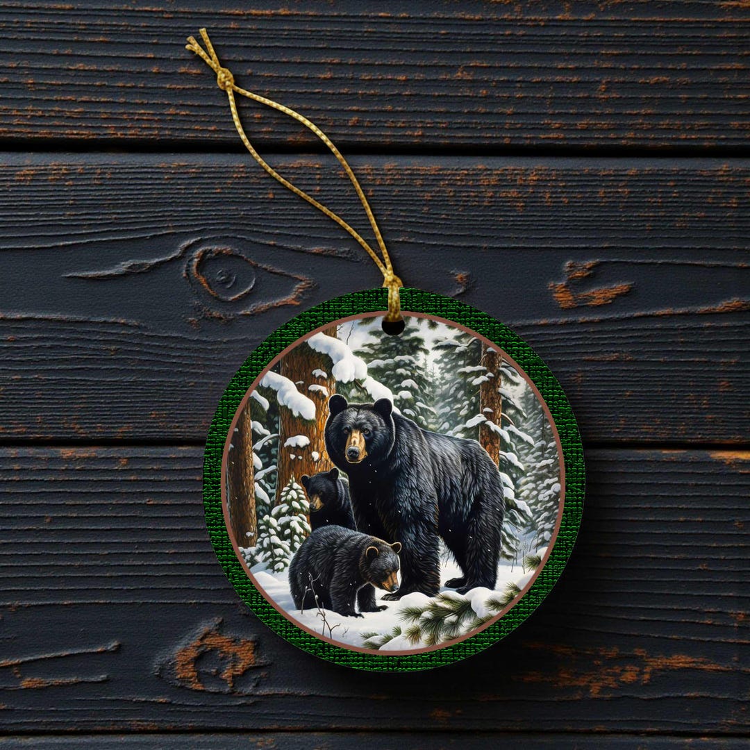 Black Bear Ornament Rustic Lodge Cabin Decor Ceramic Wildlife Christmas ...