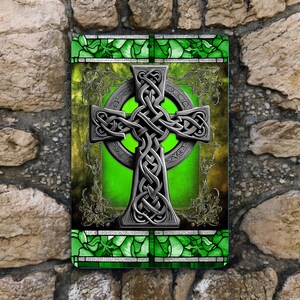 Celtic Cross Metal Sign- Irish Knotwork St Patrick's Day Wall Decor ...
