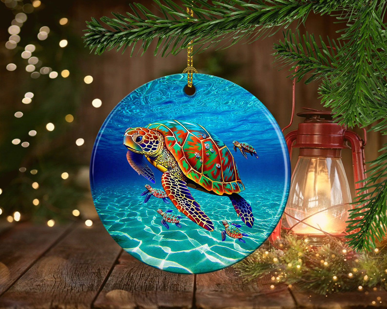 Sea Turtle Porcelain Christmas Tree Ornament Coastal Themed - Etsy