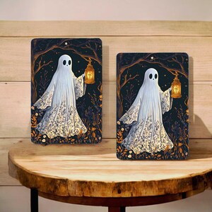 Halloween Ghost Metal Sign - Spooky Fall Wall Art (8x12) - Etsy