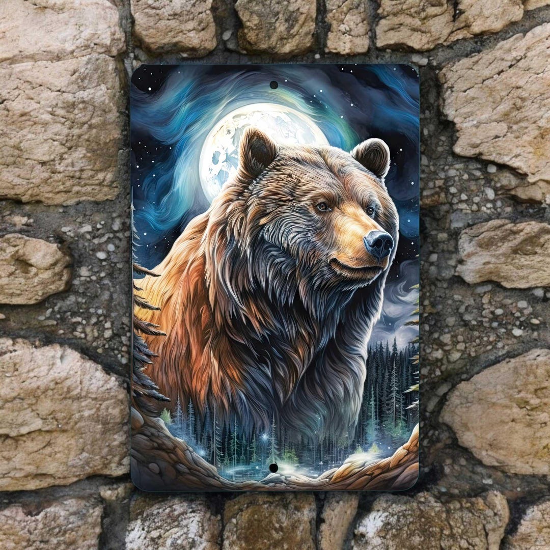Bear Metal Sign - Grizzly Bear Wall Art, -wall and Wreath Decorative ...
