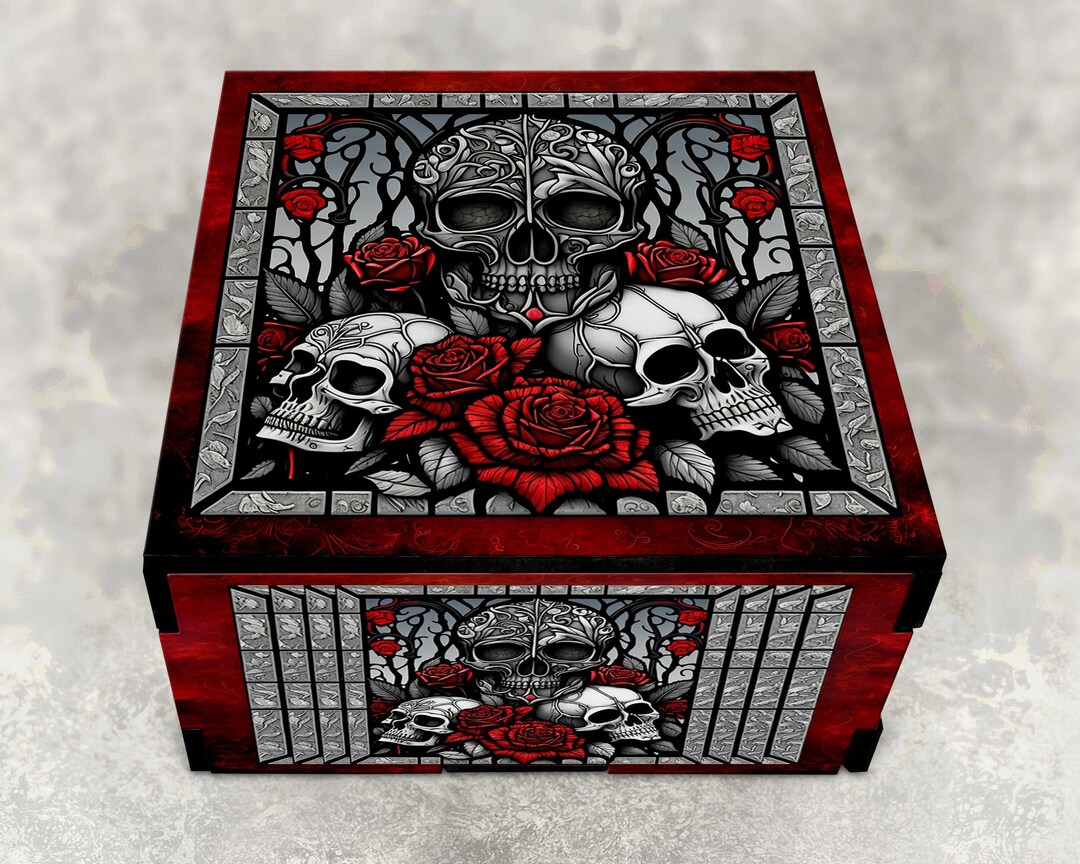 Skulls Roses Gothic Decorative Wood Keepsake Stash Jewelry Box With Lid ...