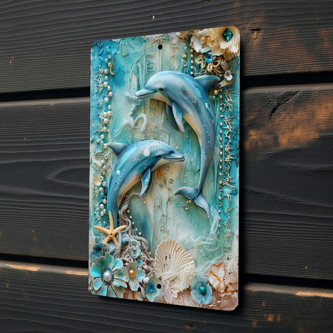 Dolphins Metal Wall Sign 8x12", Nautical Decor for Ocean Lovers ...
