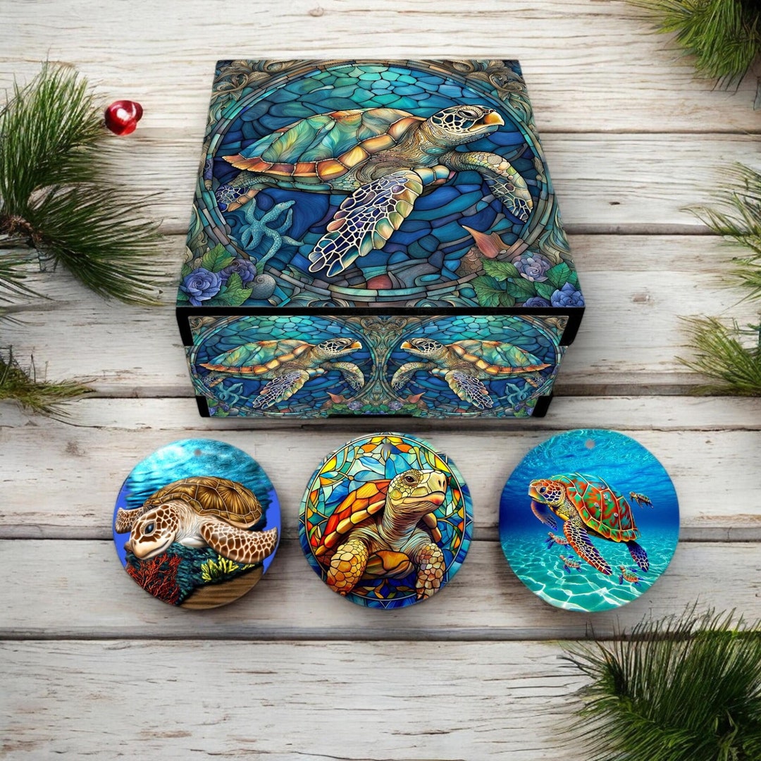 Sea Turtle Gift Box and Christmas Ornament Gift Set - Etsy