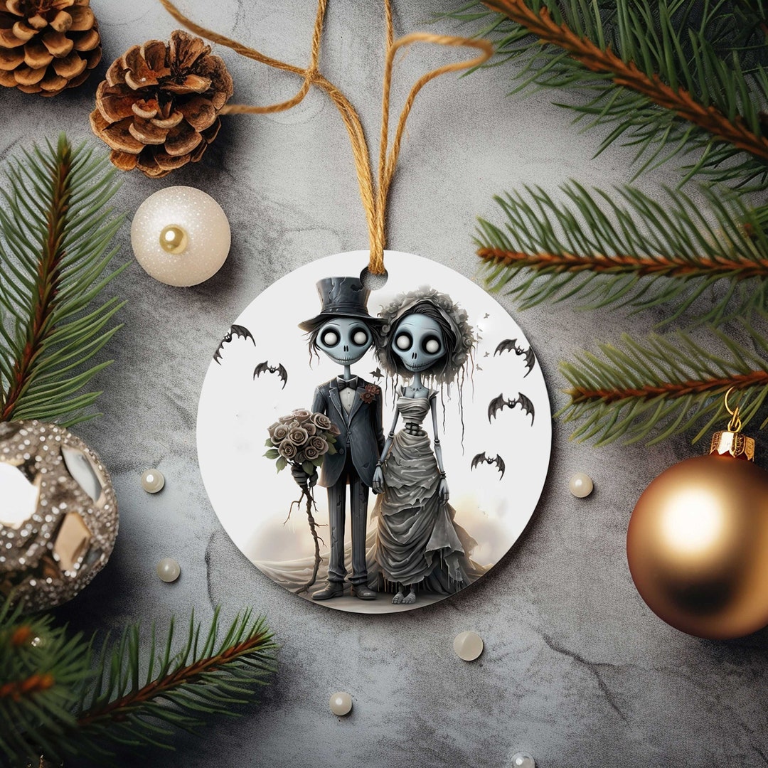Gothic Corpse Bride Groom Halloween Wedding Porcelain Ornament Gothic ...