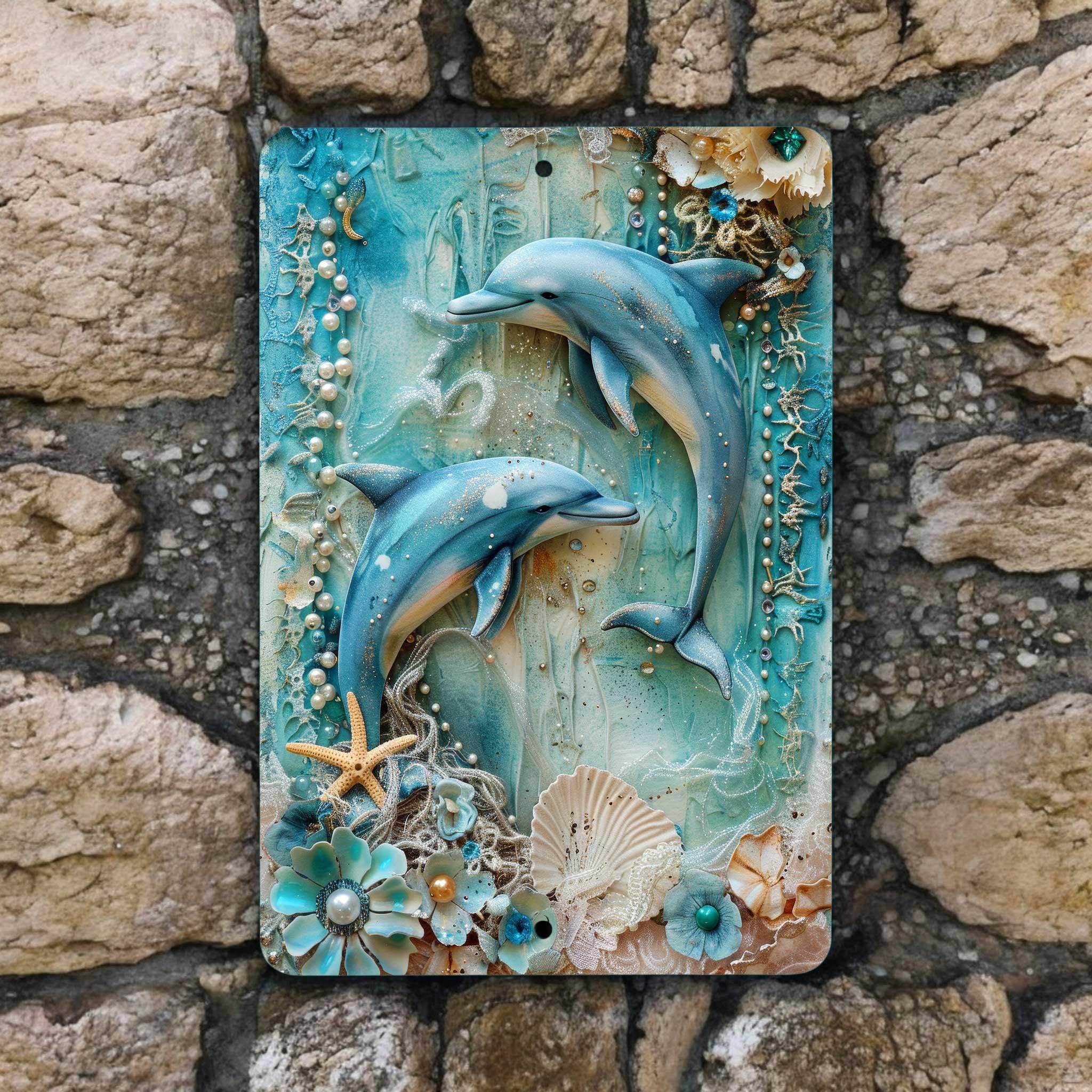 Dolphins Metal Wall Sign 8x12", Nautical Decor for Ocean Lovers ...