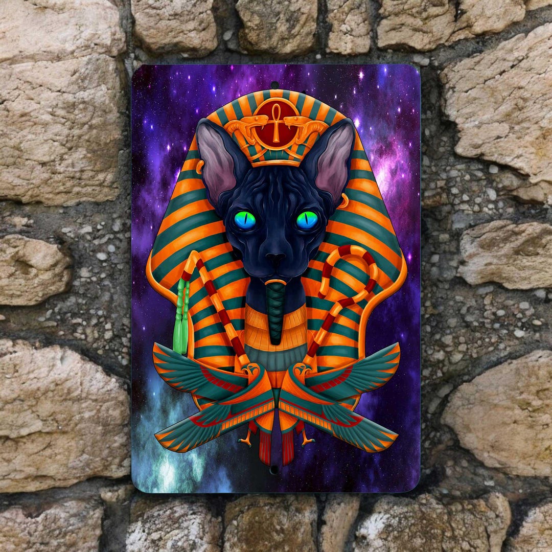 Pharaoh Cat Aluminum Wall Sign 8x12 Inches Egyptian Fantasy Decor - Etsy