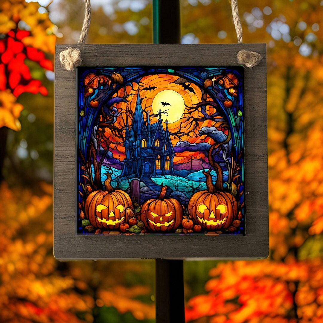 Haunted House Wall Signs Halloween Decorations Wreath Signs Wood and ...