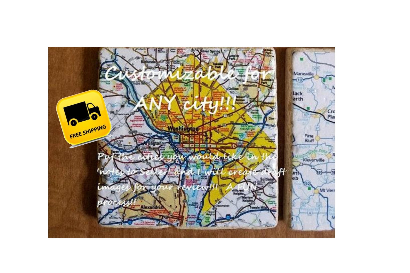 Custom Map Coasters Custom Coasters Personalized Coasters City Map ...