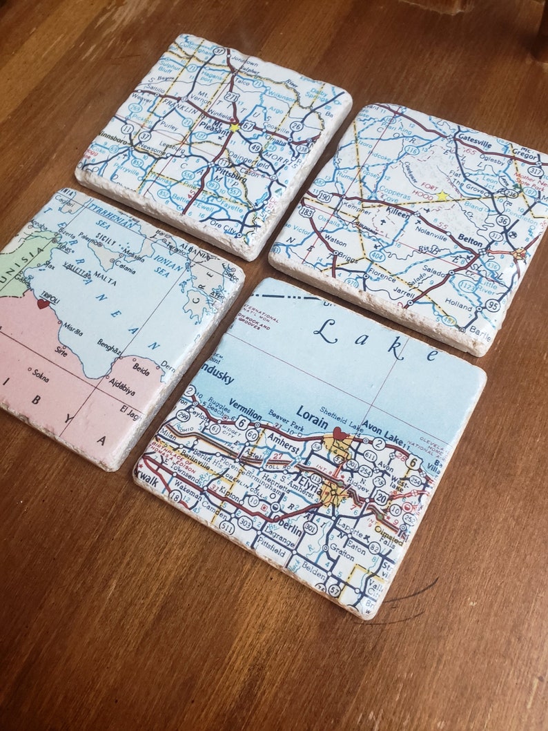 Custom Vintage Map Coasters Personalized Coasters Custom - Etsy