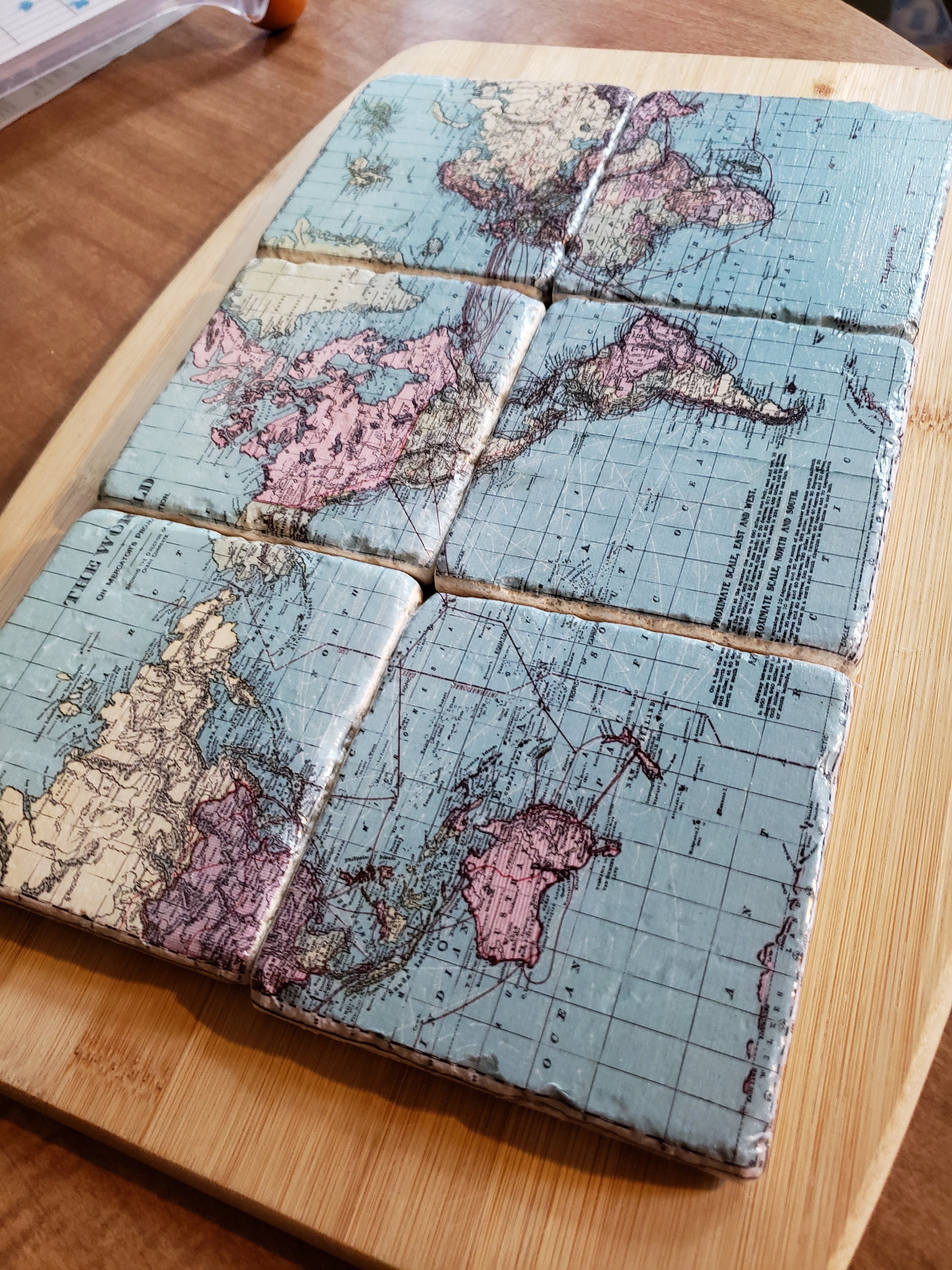 Custom Map Coaster Set World Map Coasters Personalized | Etsy