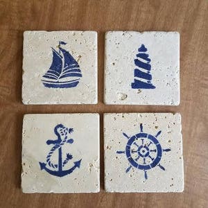 Nautical Coasters Beach Coasters Ocean Coasters Lighthouse Decor ...