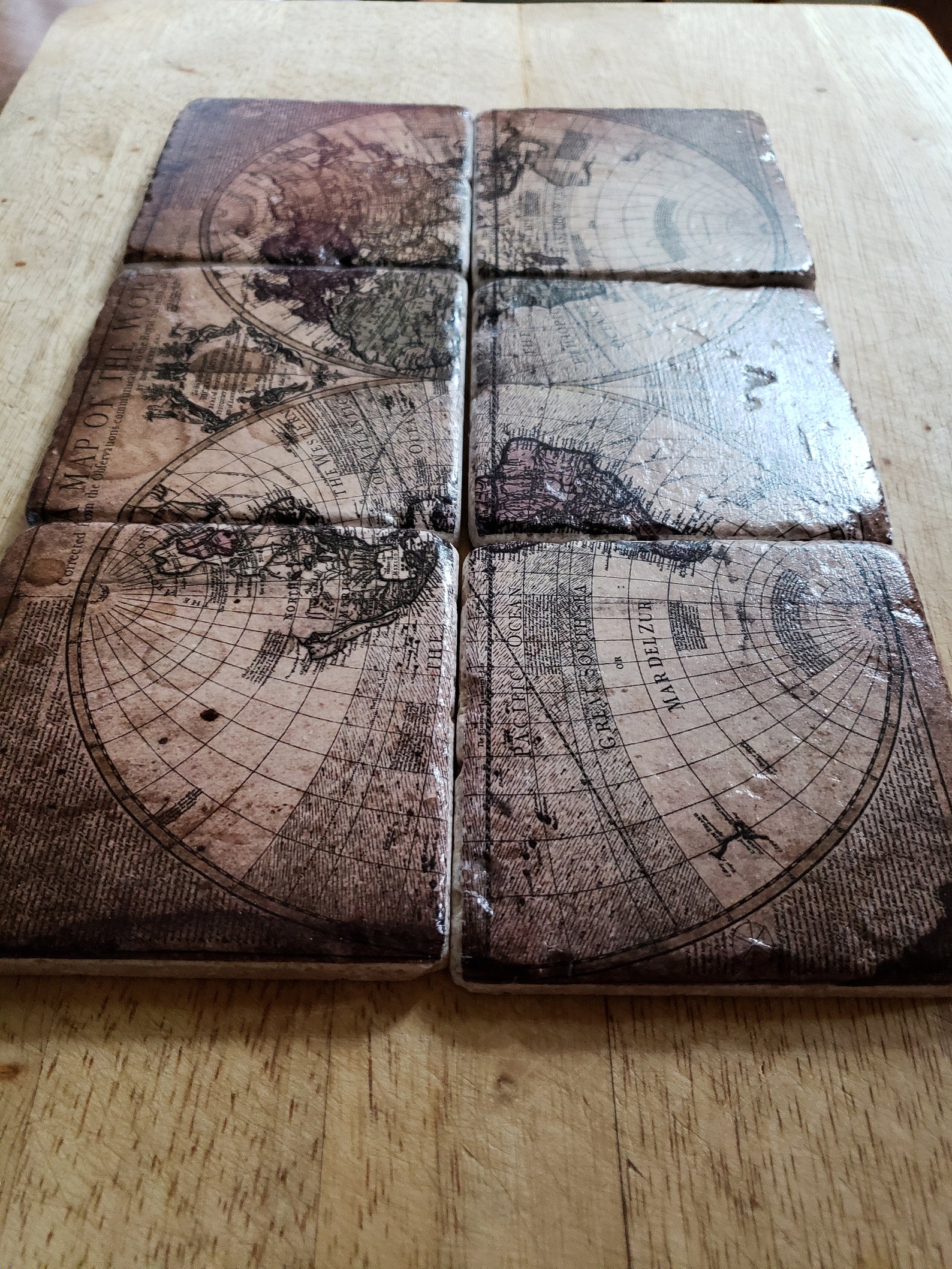 Globe Tan Map Vintage World Map Coaster Set Vintage World Map - Etsy