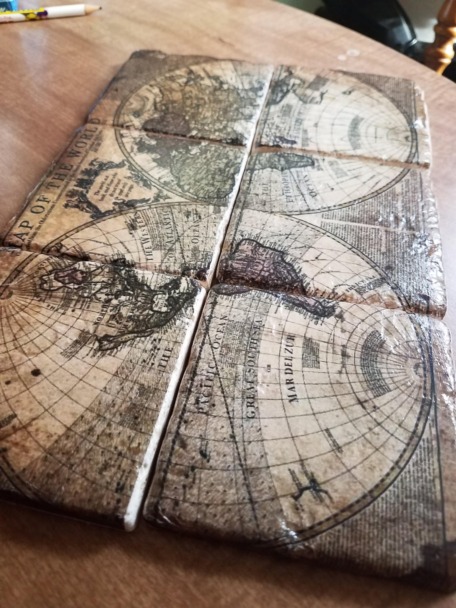 Globe Tan Map Vintage World Map Coaster Set Vintage World Map - Etsy