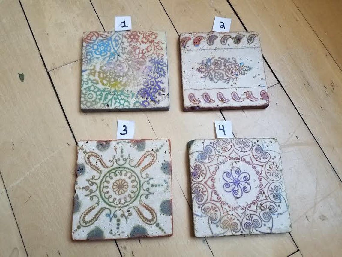Bohemian Coasters Boho-Chic Coasters Hand Painted Personalized | Etsy
